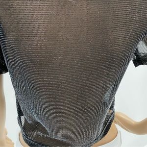 Express | Tops | Sheer Black With Silver Metallic Crop Top | Poshmark